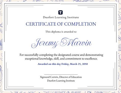 Free Printable Certificate Of Completion Template