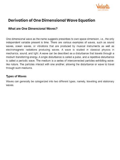 Derivation Of One Dimensional Wave Equation Pdf
