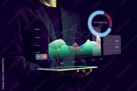 Dashboard Application On Screen With Businessman Analytics Data Charts