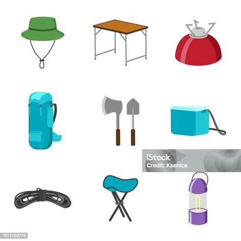 캠핑 아이콘 세트입니다 흰색 배경에 고립 된 개체입니다 벡터 일러스트입니다 0명에 대한 스톡 벡터 아트 및 기타 이미지 0명 가방 개체 그룹 Istock
