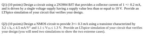 Solved Q1 10 Points Design A Circuit Using A 2 N3904bjt