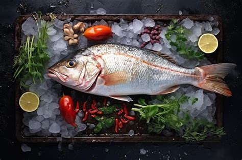 Premium Ai Image Fresh Fish And Seafood Healthy Eating Concept