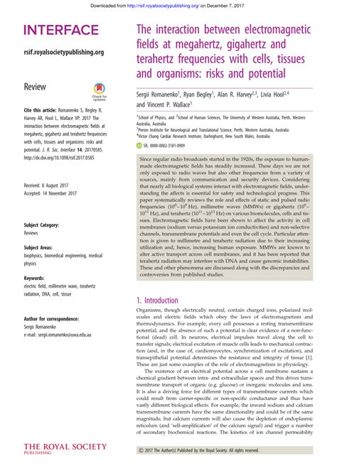 Pdf The Interaction Between Electromagnetic Fields At Megahertz Gigahertz And Terahertz