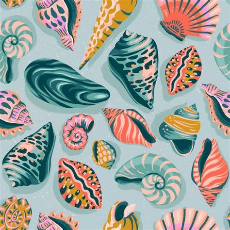 Colorful Seashell Pattern Design In Vibrant Lilac Pink Palette