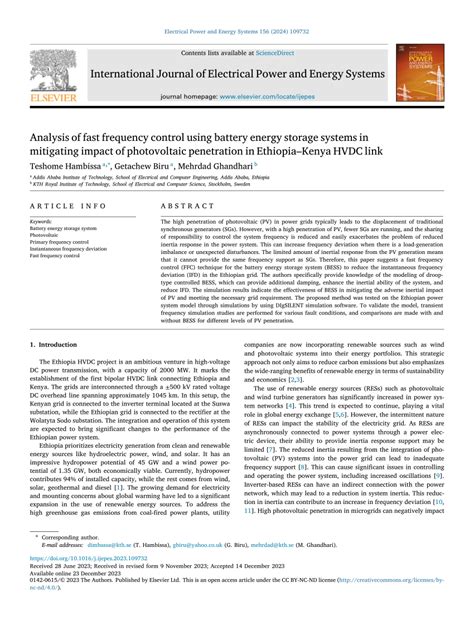 Pdf Analysis Of Fast Frequency Control Using Battery Energy Storage