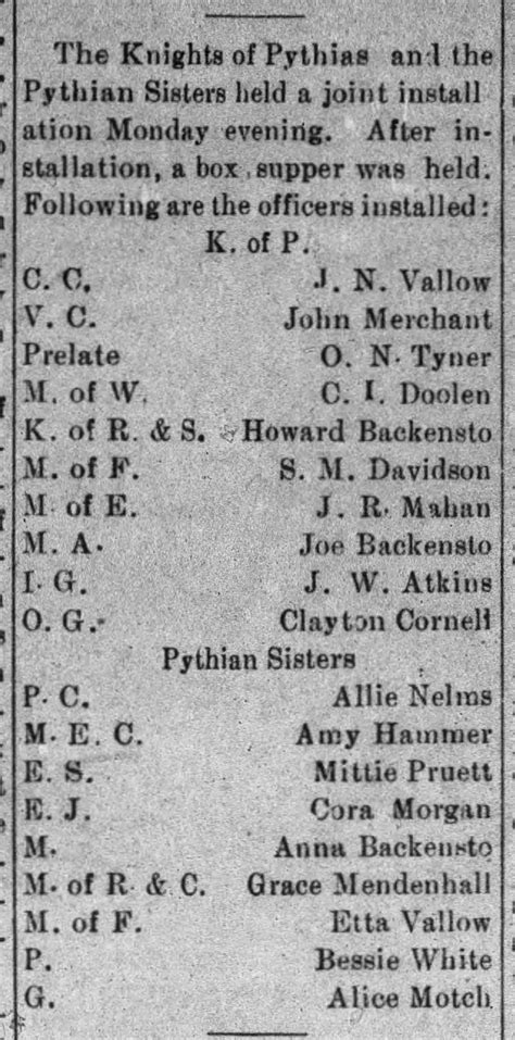Knights Of Pythias And Pythian Sisters