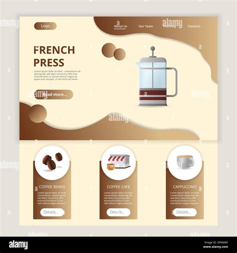 french press flat landing page website template coffee beans coffee