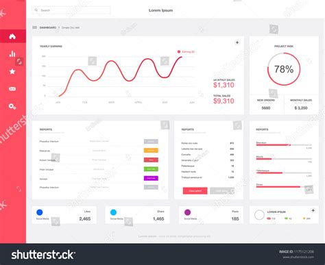 Dashboard User Admin Panel Template Vector เวกเตอร์สต็อก ปลอดค่าลิขสิทธิ์ 1175121208
