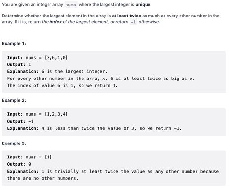 747 Largest Number At Least Twice Of Others Kickstart Coding
