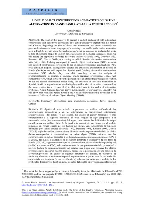 pdf double object constructions and dative accusative alternations