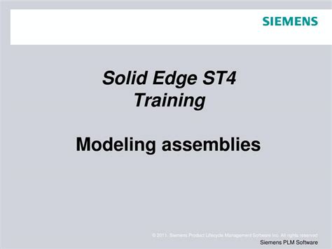 Ppt Solid Edge St4 Training Modeling Assemblies Powerpoint