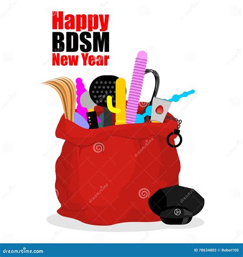 Happy Bdsm New Year Red Sack Of Santa Claus With Adult Sex Toys Stock Vector Illustration Of