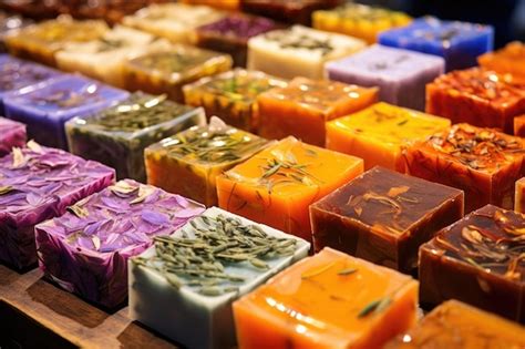 Premium Ai Image Array Of Soap Bars With Botanicals