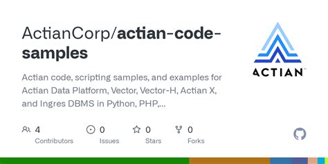 Github Actiancorpactian Code Samples Actian Code Scripting Samples