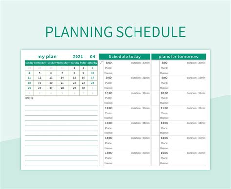 Planning Schedule Excel Template And Google Sheets File For Free Download Slidesdocs