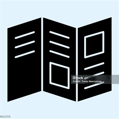 소책자 단색 아이콘입니다 카탈로그 팜플렛 접힌 종이 Polygraphy 벡터 디자인 개념 흰색 사용에 대한 글리프 스타일 픽토그램 및 앱 Eps 10 0명에 대한 스톡 벡터