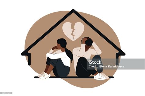 아프리카 남자와 싸움을 여자 남편과 아내 사이의 갈등 다시 앉아 두 문자 불일치 관계 문제 이혼의 개념 가족에 대한 오해 남자에 대한 스톡 벡터 아트 및 기타 이미지