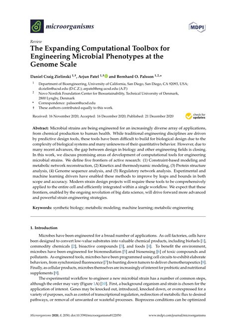 Pdf The Expanding Computational Toolbox For Engineering Microbial