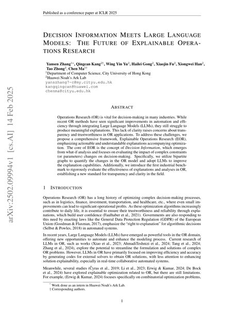 pdf decision information meets large language models the future of explainable operations