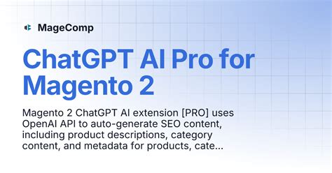 Chatgpt Ai Pro For Magento 2 Magecomp