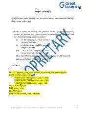 MySQL Graded Project Docx Project MYSQL QI Q10 Comes Under MYSQL And