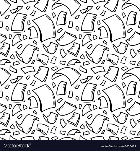 Flying Paper Sheets Seamless Pattern In Doodle Vector Image