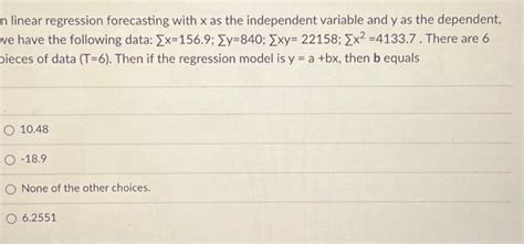solved n linear regression forecasting with x as the