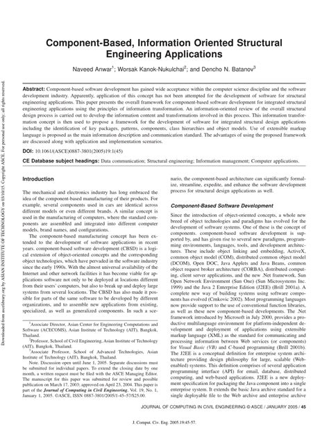 Pdf Component Based Information Oriented Structural Engineering