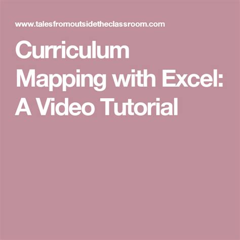 Curriculum Mapping With Excel A Video Tutorial Curriculum Mapping