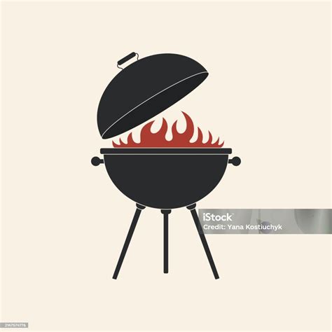 흰색 배경에 바베큐 아이콘입니다 덮개와 연기가 있는 바베큐 벡터 일러스트 레이 션 0명에 대한 스톡 벡터 아트 및 기타 이미지 0명 고기 구이 Istock