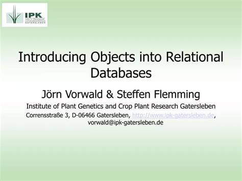 Ppt Introducing Objects Into Relational Databases Powerpoint