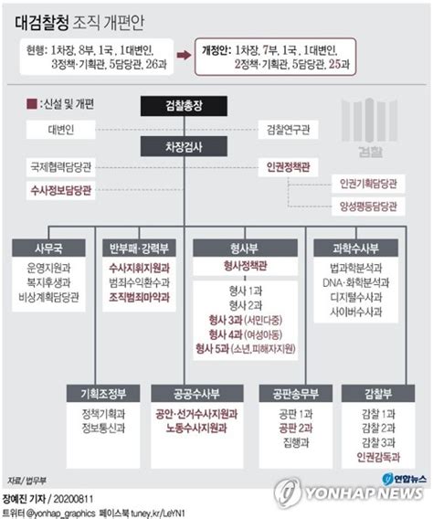 그래픽 대검찰청 조직 개편안 연합뉴스