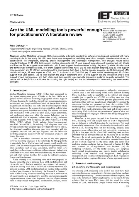 Are The Uml Modeling Tools Powerful Enough For Practitioners A Literature Review Request Pdf