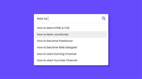 Search Bar With Autocomplete Search Suggestions In Javascript Css Html Css Learn Html And Css