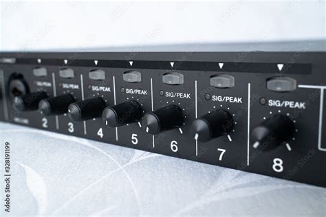 Zurich Switzerland March 4 2020 The Front Panel Of An Audio Interface With Knobs To