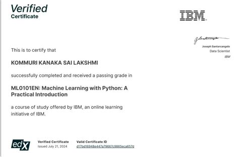 Completed Machine Learning With Python Course Lakshmi Kommuri Posted