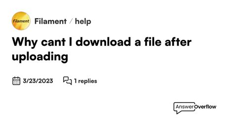 Why Cant I Download A File After Uploading Filament