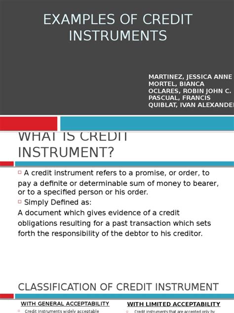 Examples Of Credit Instruments Pdf Money Order Bonds Finance