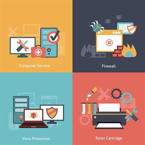 Computer Repair Flat Icons Composition Vector Art At Vecteezy