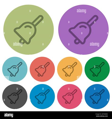 Handbell Outline Darker Flat Icons On Color Round Background Stock