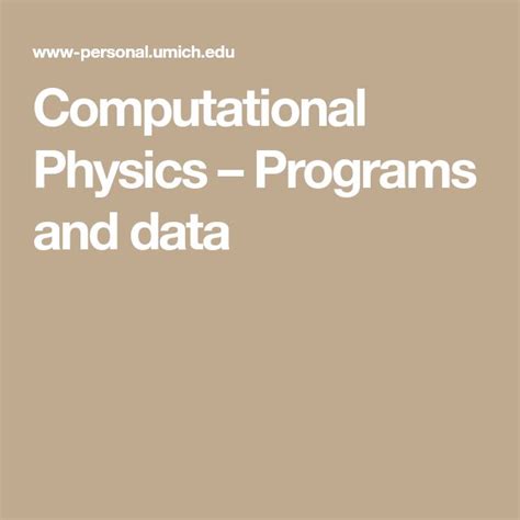 Computational Physics Programs And Data Partial Differential