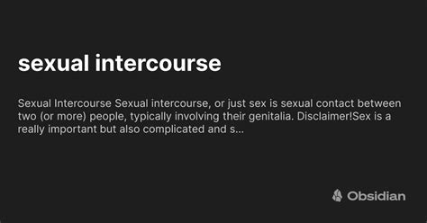 Sexual Intercourse Obsidian Publish