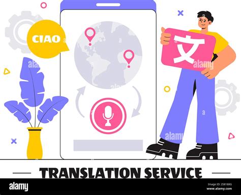 Translator Service Vector Illustration Featuring Multilanguage Translation For Various Countries