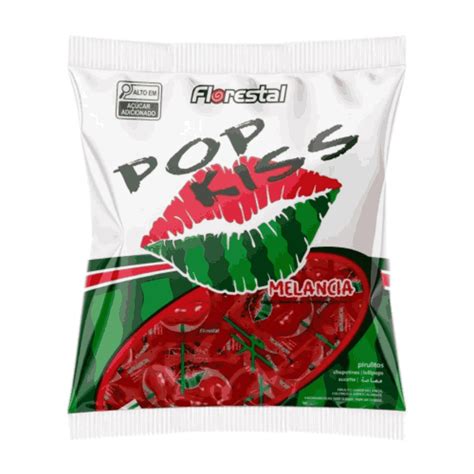 Pirulito Pop Kiss 500g Sabor Melancia Doce Com Formato Divertido E