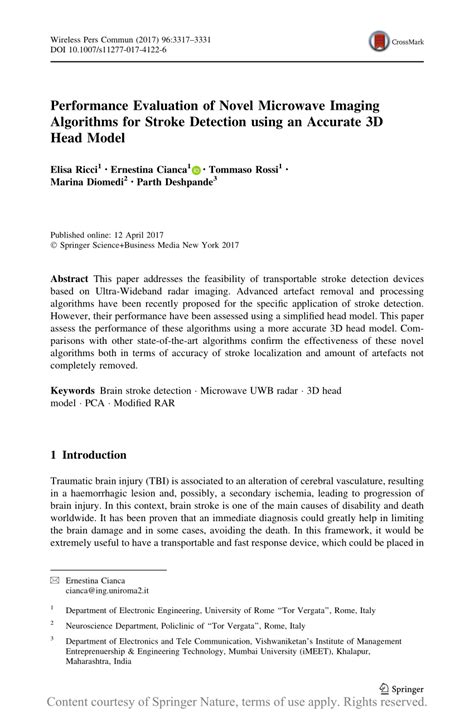 Performance Evaluation Of Novel Microwave Imaging Algorithms For Stroke Detection Using An