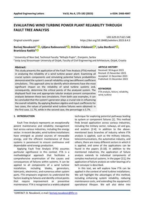 PDF Evaluating Wind Turbine Power Plant Reliability Through Fault Tree Analysis