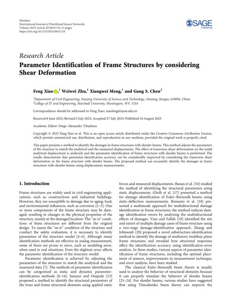 Pdf Parameter Identification Of Frame Structures By Considering Shear Deformation