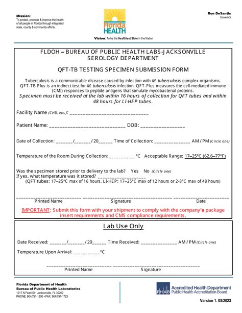 Florida Qft Tb Testing Specimen Submission Form Fill Out Sign Online