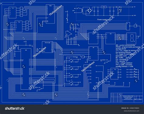 Vector Functional Schematic Diagram Drawing Complex Stock Vector Royalty Free 2498378803