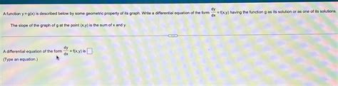 Solved A Function Y G X ﻿is Described Below By Some